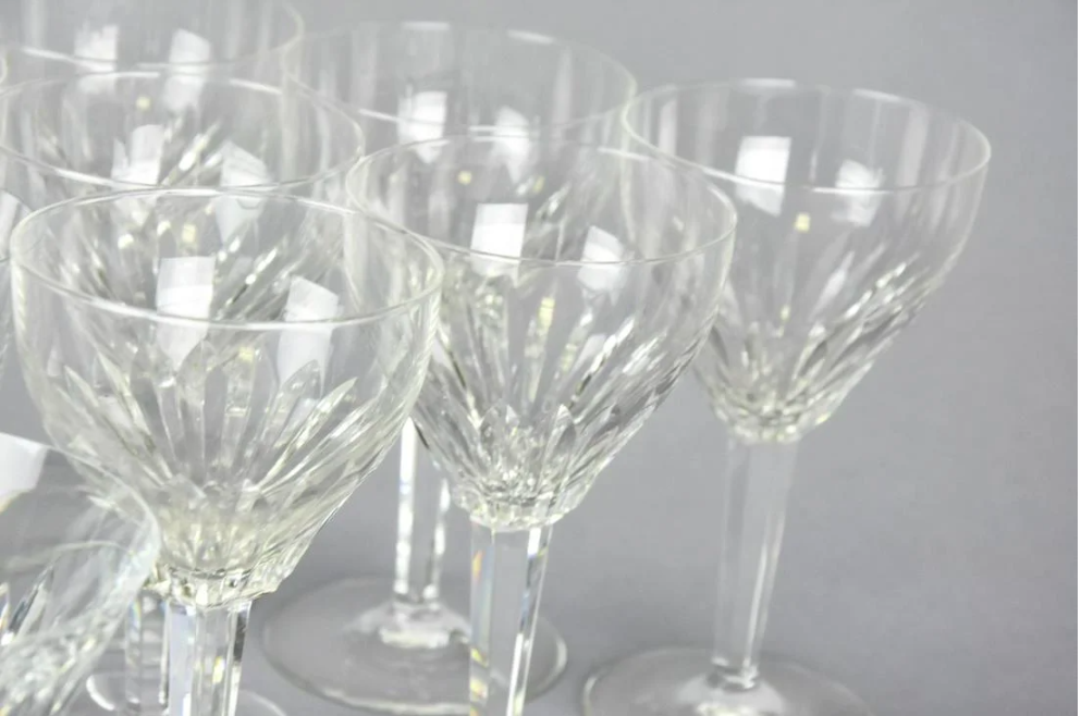 ANTIQUE SET OF 9 STUART CRYSTAL ENGLAND CLARIDGE WINE GLASSES Beautiful ...