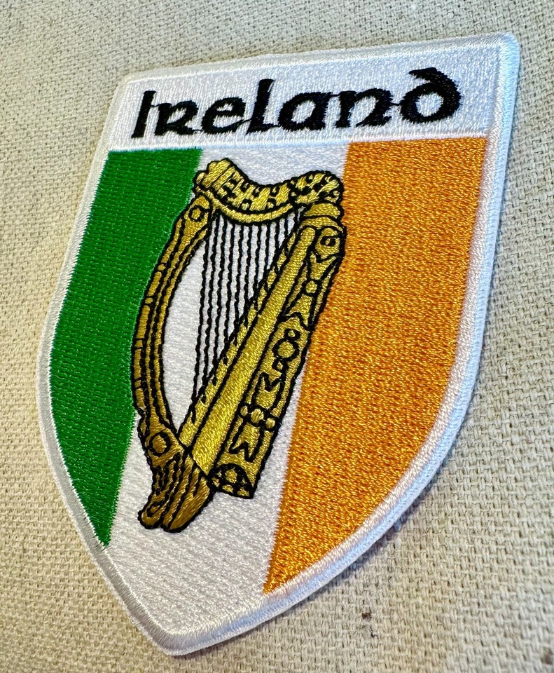 IRELAND PATCH COAT OF ARMS EMBLEM HARP embroidered iron0on EIRE CELTIC ...