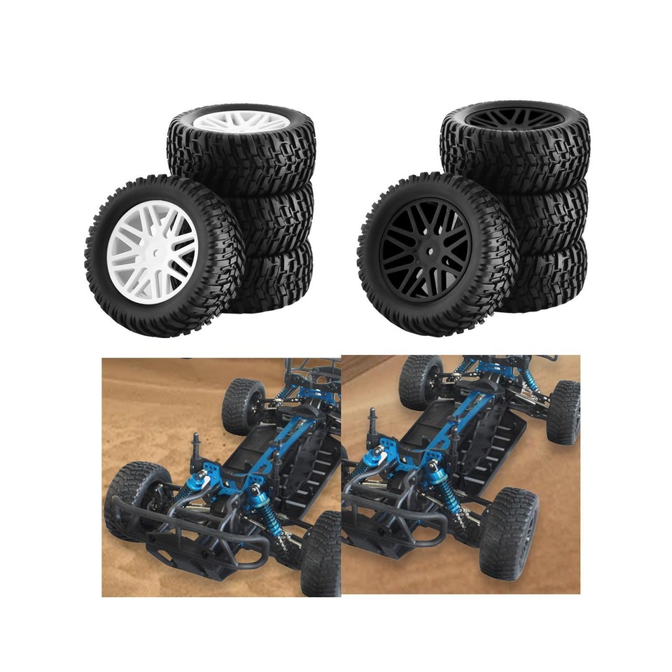 4x 1/10 RC Tires and Wheels Rubber for 1:10 Scale Car RC Model Car ...