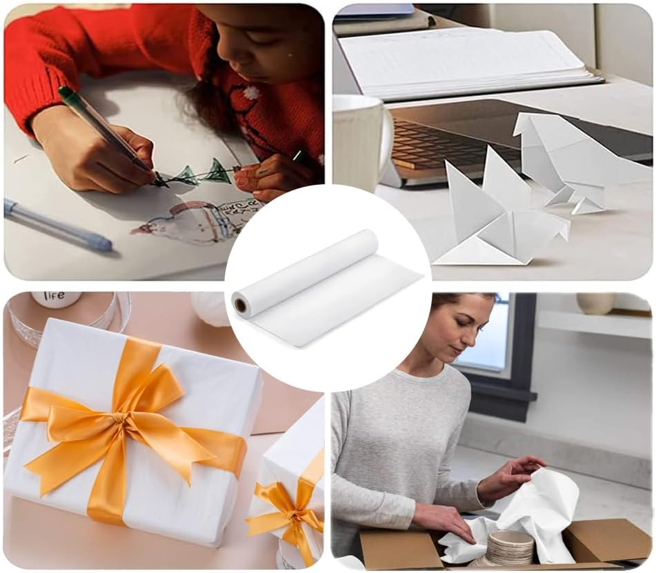 White Craft Paper Roll 15"×591" Arts Paper for Kids Painting Drawing ...
