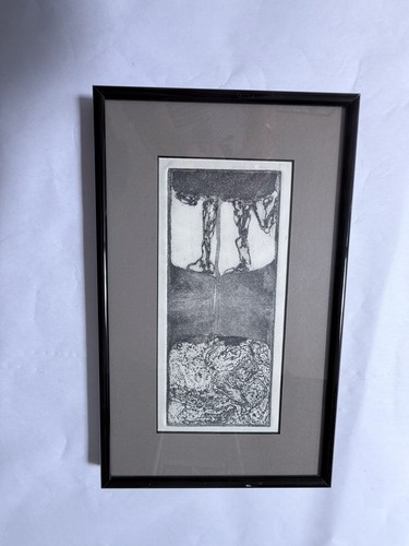 Abstract Art Etching Framed Pen Ink Sketch Estate Collection Original ...