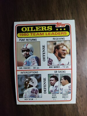1981 Topps Football #207 1980 Houston Oilers Checklist Team Leaders NM ...