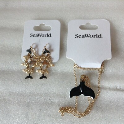 SeaWorld Chandelier Earrings & Necklace set Whale Tail | eBay
