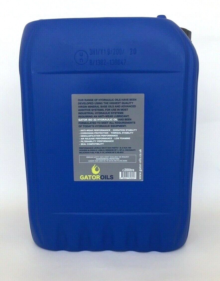 20 litres Gator ISO 32 Hydraulic Oil DIN 51524 part 1 & 2 - REGENERATED ...