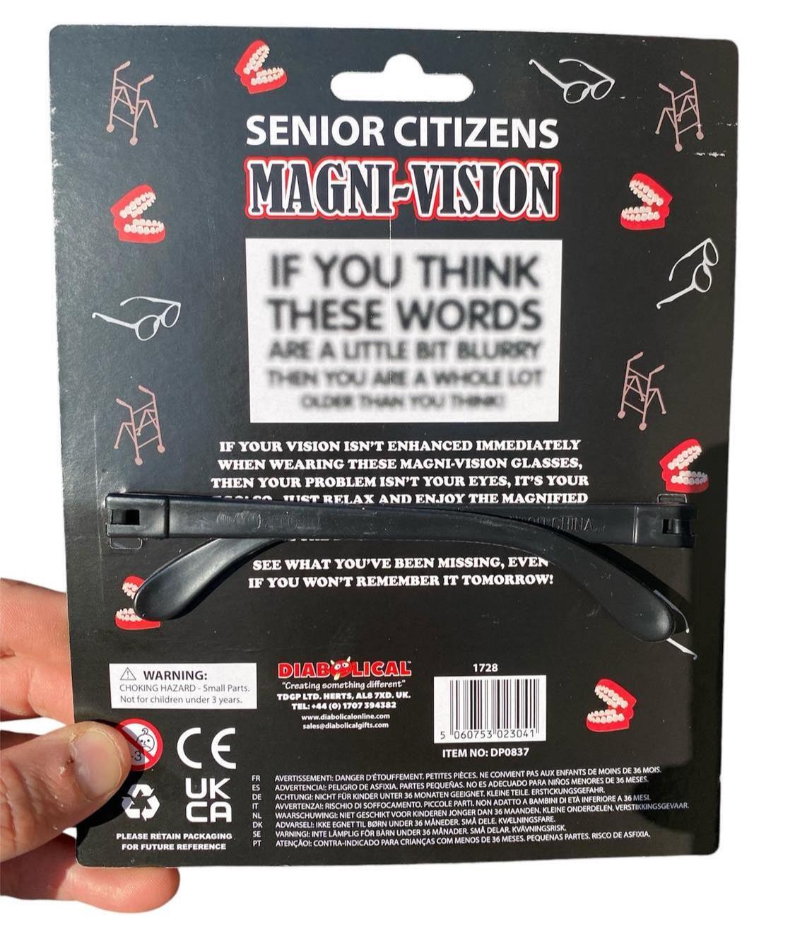 Senior Citizens Old Magni-Vision - Over the Hill Magnify Eyes Glasses ...