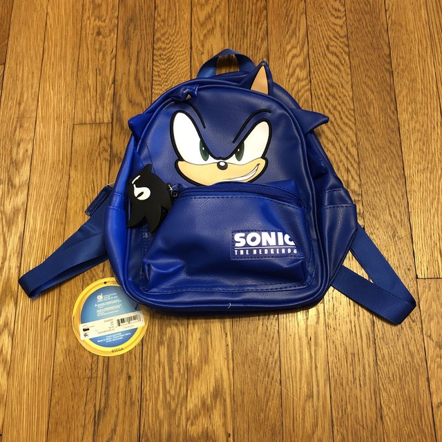 Sonic The Hedgehog Face Mini Backpack Purse Bag SEGA Faux Leather RARE ...