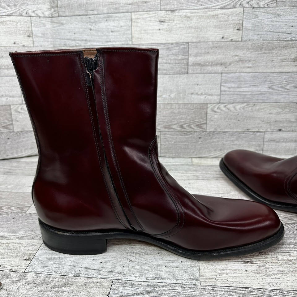 Vintage Allen Edmonds Andover Side Zip Boots Cordovan Size 11.5 AA Made ...