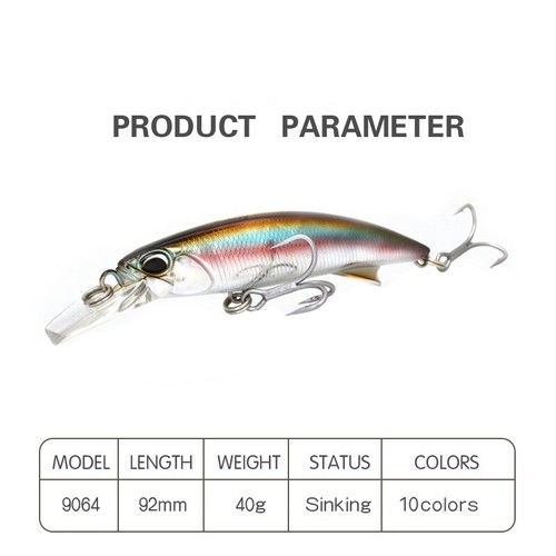 Minnow 90mm 40g fishing lures swimbait crankbait Sink bass deep diving ...