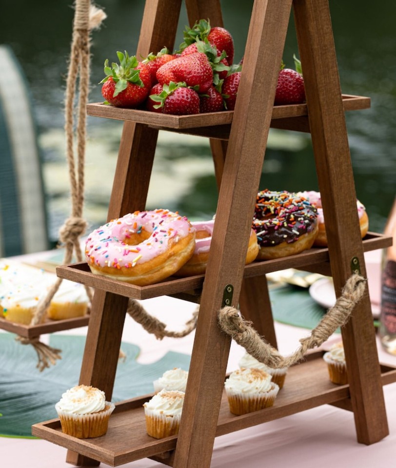 Double 3 Tier Display Stand + 3 Swing Dish, Party Cheese Dessert Food ...