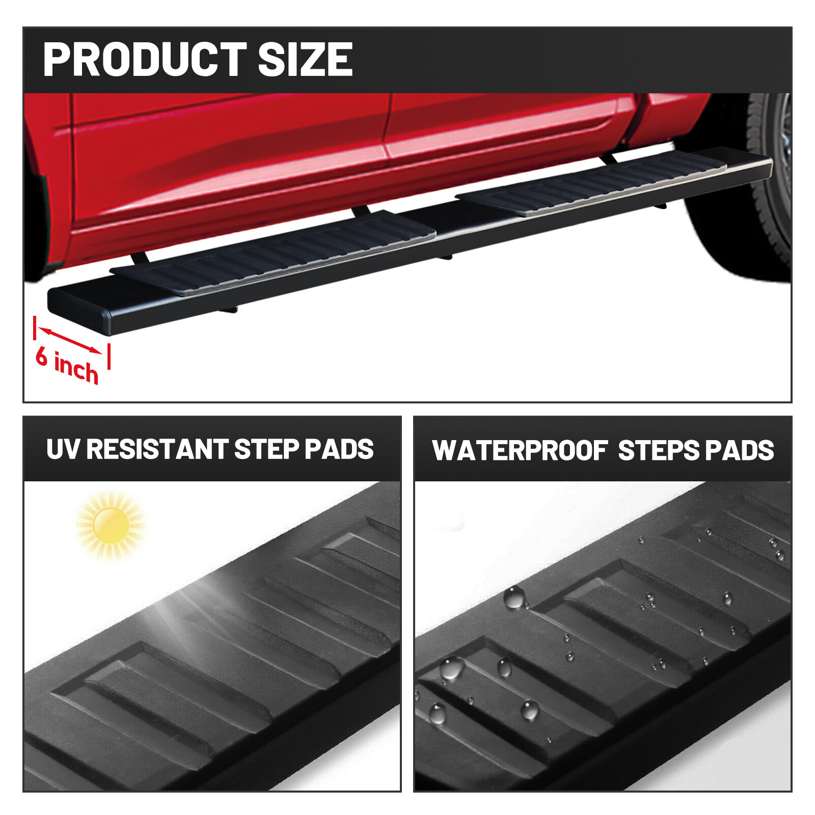 Fit 2006-2014 Honda Ridgeline 6" Running Board Nerf Bar Side Step Black ...