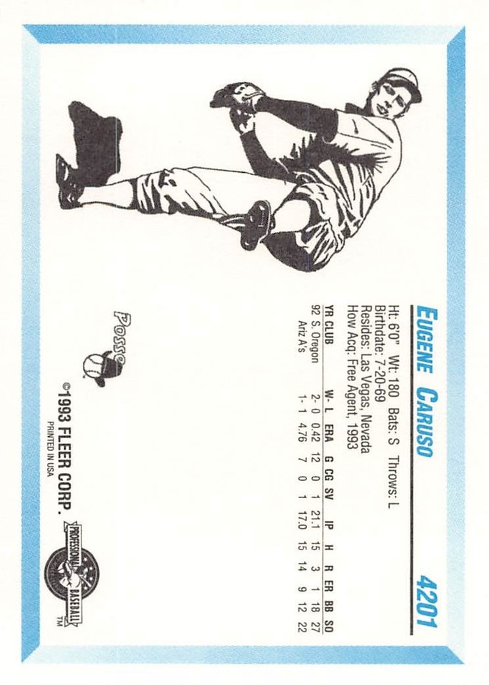 Eugene Caruso 1993 Fleer ProCards 4201 Pocatello Posse Baseball Card | eBay