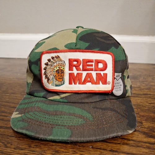 Vintage Red Man Chew Ad Baseball Cap Embroidered Camouflage USA Trucker ...