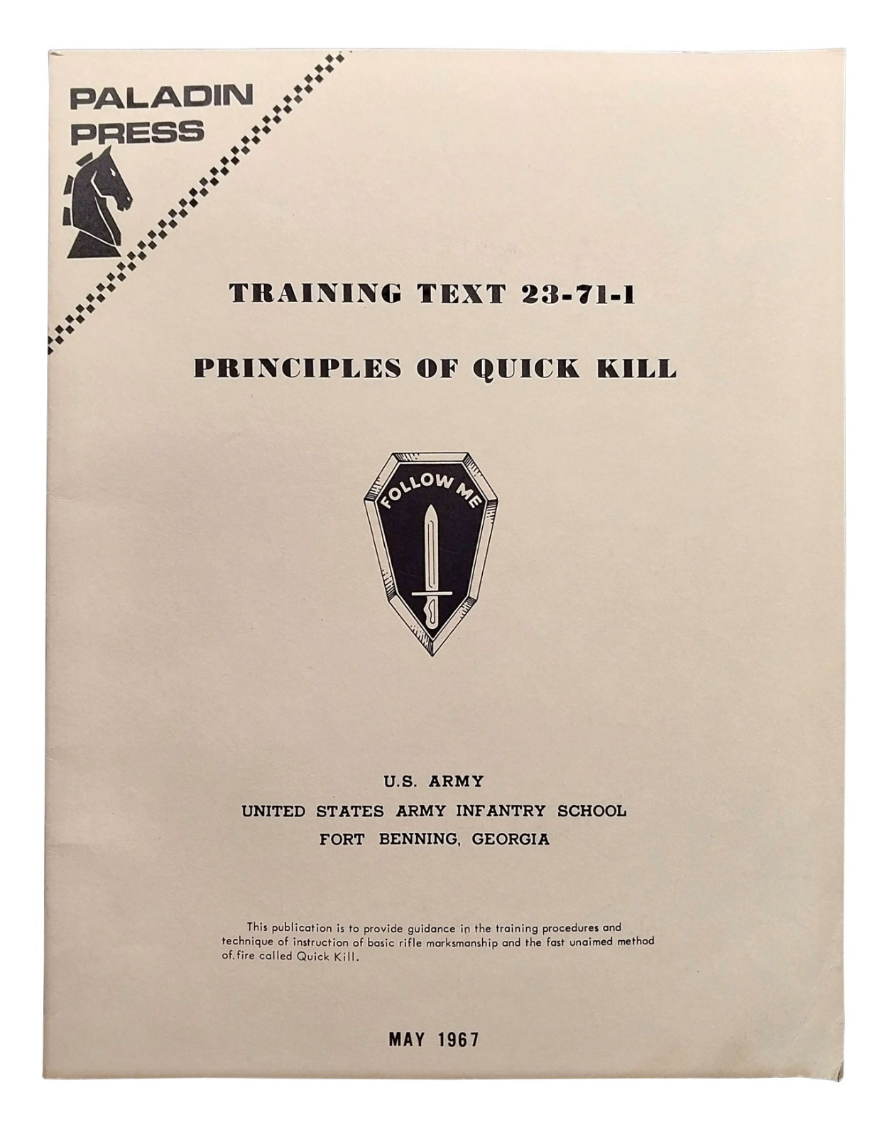 Training Text 23-71-1 Principles Of Quick Kill Paladin Press SC Book ...