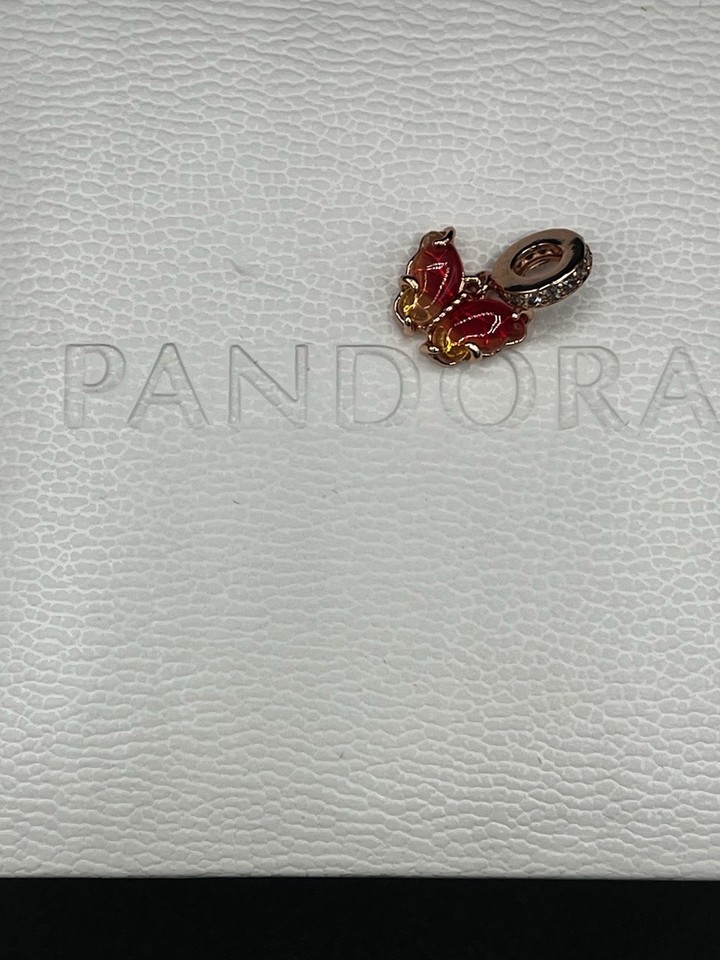 New 100% Authentic PANDORA Pink & Yellow Murano Glass Butterfly Charm ...