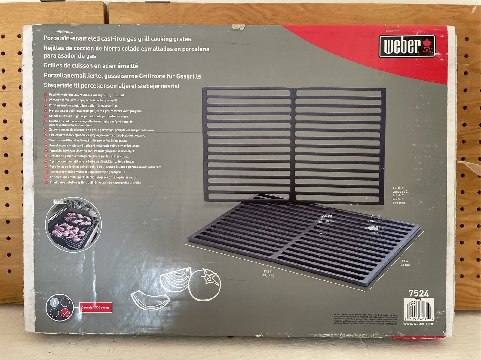Weber 7524 Porcelain-Enameled Cast-Iron Cooking Grates 2 Pieces for ...