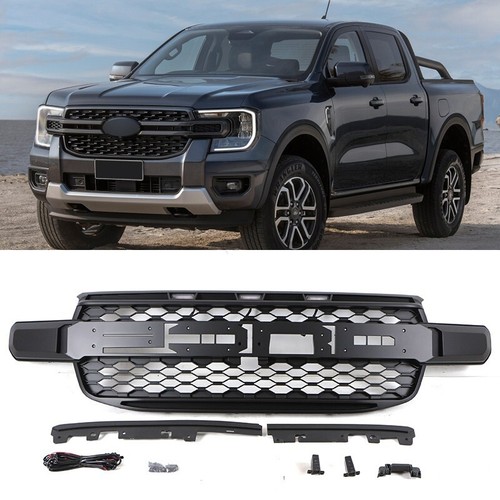Black Front Grille Fits For Ford Ranger T9 2023 2024 Upper Grill With ...