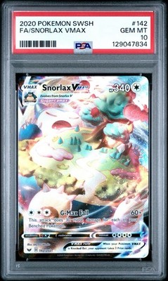 Snorlax VMAX PSA 10 Full Art Sword And Shield Base Set 142/202 Pokemon ...