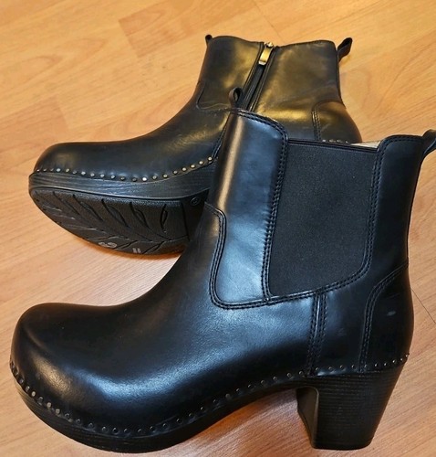 Dansko Shayna Heeled Chelsea Leather Boots for Women Black 42/11.5-12 ...