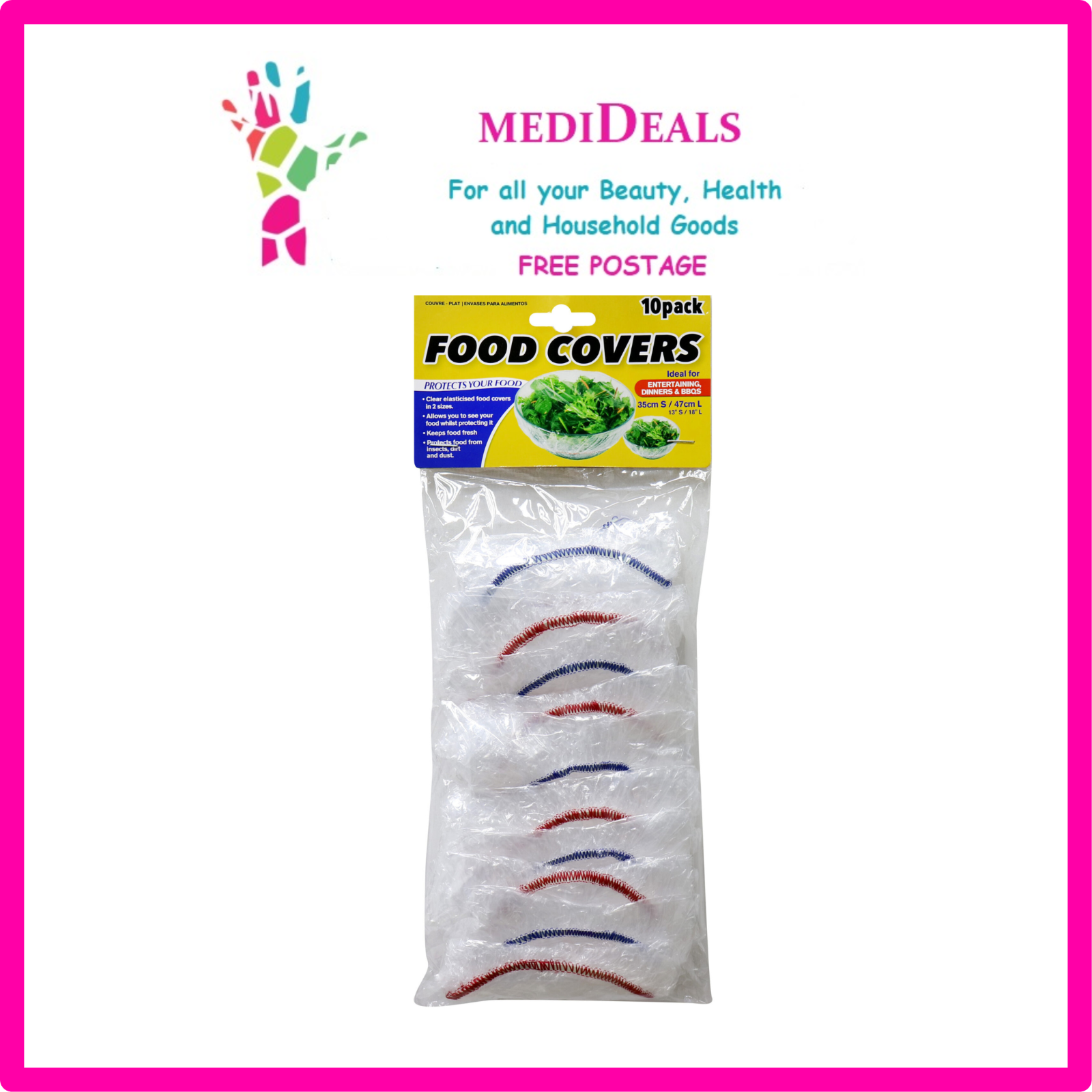 10pc Plate Clear Food Covers Wrap Party Fresh BBQ Net Clingfilm Elastic ...