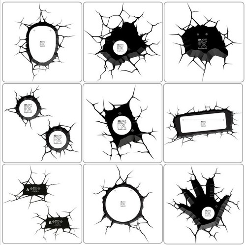 3D Deco Light FX Avengers Replacement Crack Wall sticker Led Wall Light ...