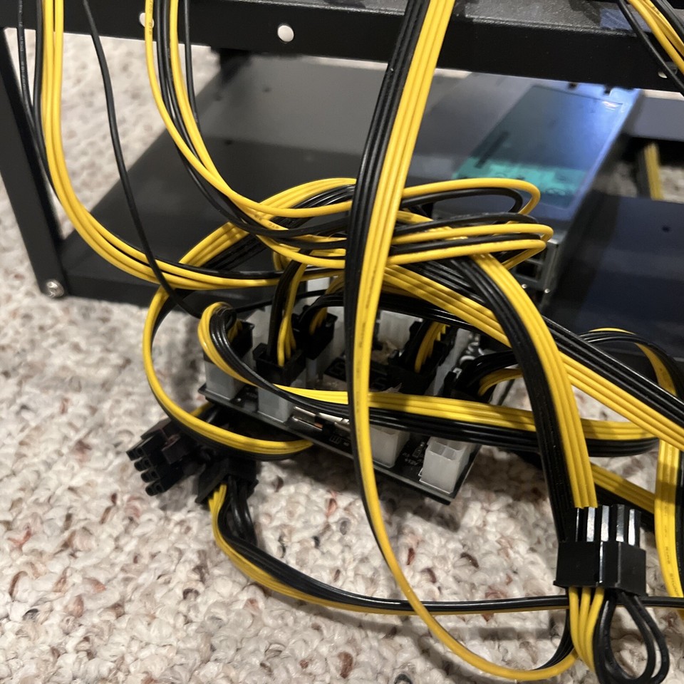 Crypto Mining Rig 8 Gpu Slot Miner Motherboard 16 Power Cables X3 750w ...