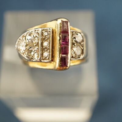 14k Yellow Gold Diamond & Ruby Buckle Ring - Free Shipping USA | eBay
