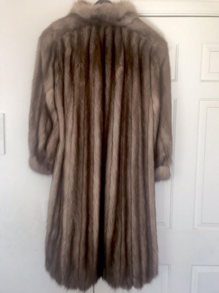 Mint Designer Full length Stone Marten Sable Fur coat Stroller Sz L-XL ...