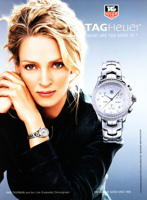 TAG HEUER WATCH MAGAZINE promo ad #088 ORIGINAL 2005 UMA THURMAN | eBay