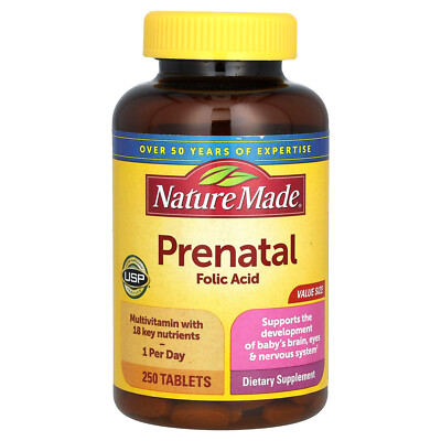 Nature Made Prenatal Multi 250 Tablets Gluten-Free, No Artificial ...