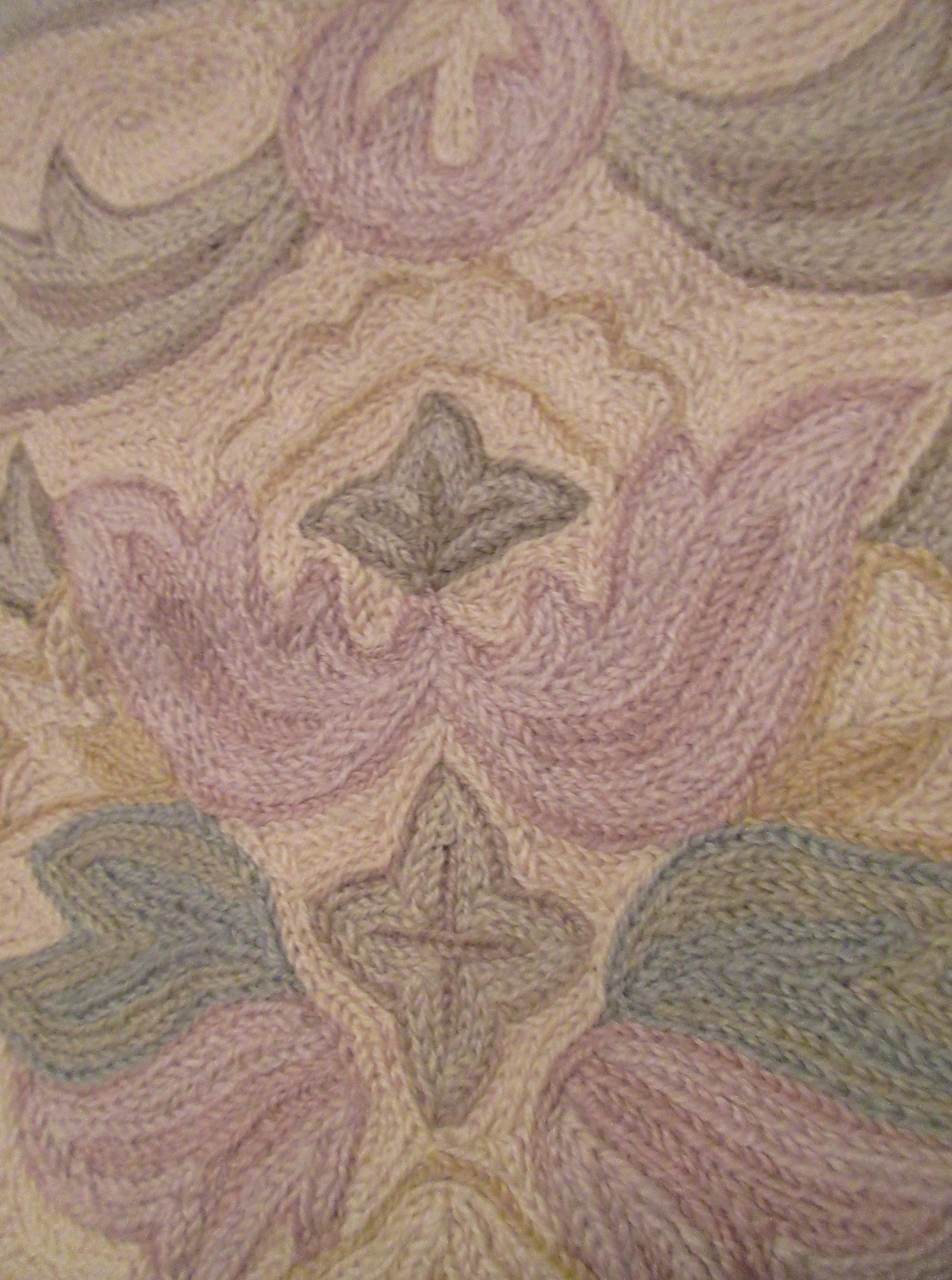 large vintage hand embroidered stitched wool chain link rug mat carpet ...