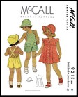 McCall 9215 GIRLS Dress Frock Sunsuit Playsuit Hat Cap Fabric Sewing ...