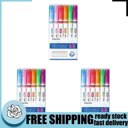 6pcs/set Curve Highlighter Smilevol Linear Color Pen Hand Account ...