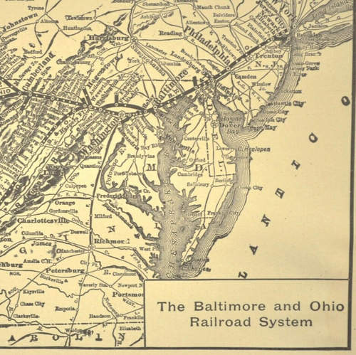Antique Baltimore & Ohio Railroad Map B & O RR Vintage Original ca 1914 ...
