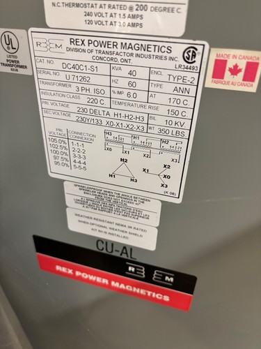 BRAND NEW rex power mechanics3 phase 240 volt 40 kva transformer | eBay