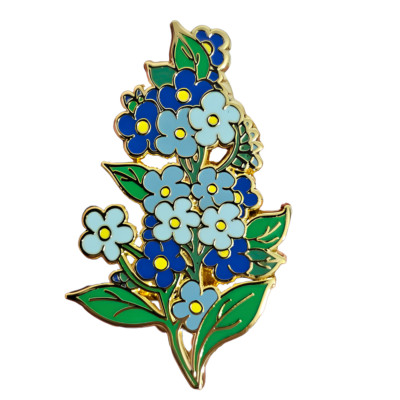 Forget Me Not Pin Badge Flower Lapel Blue Flower Enamelled Twin Pins ...