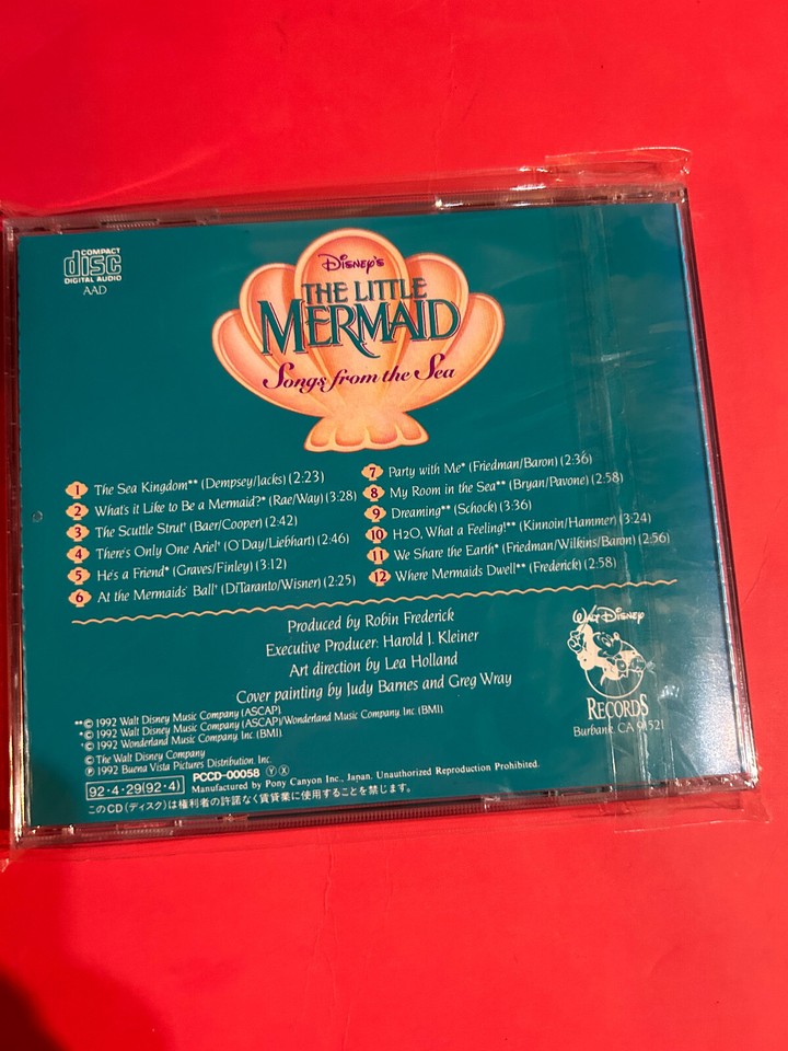 Disney THE LITTLE MERMAID Songs From The Sea Soundtrack CD Ariel JAPAN ...