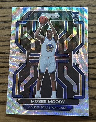 2021-22 Panini Prizm Silver Wave Moses Moody RC Golden State Warriors ...