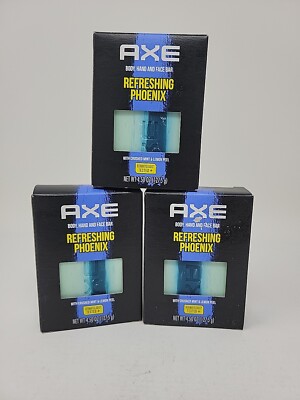 3x AXE Refreshing Phoenix Body Hair And Face Bar Soap 4.50 oz Bars C9 ...
