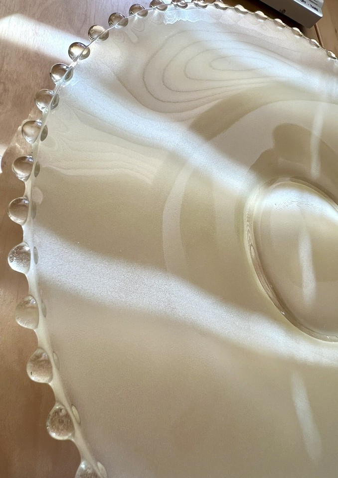 large glass plate vintage 13” Frosted Bottom Lemon Yellow | eBay