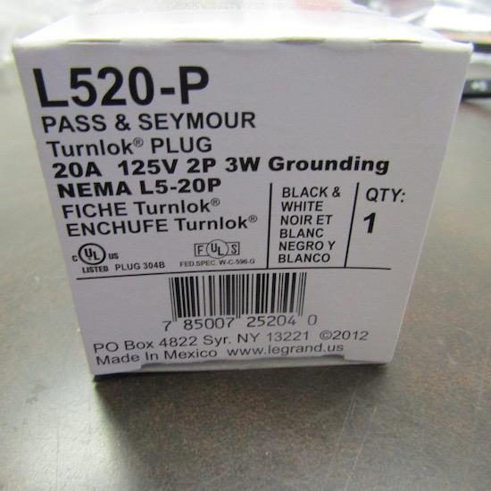 Legrand L520-P TURNLOK RECEPTACLE 20A, 125V 2P 3W GRDG NEMA L5-20P | eBay