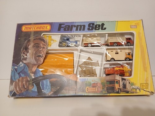 Vintage 1979 Matchbox Farm Set G-6 Tractor Combine Barn Fence Disc ...