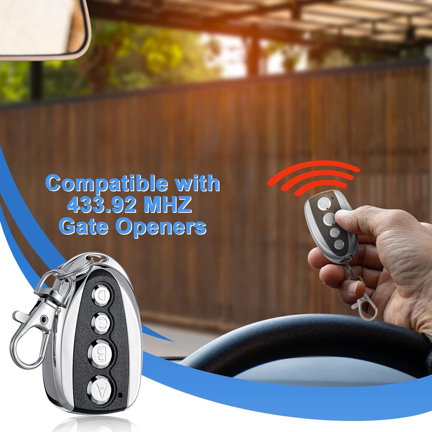 2Pcs 433.92MHz Remote Control Backup Key Sliding Gate Opener Automatic ...