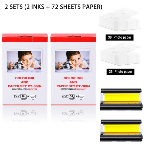 2SETS (INK & 36 Sheets Photo Paper) KP-36IP KP-36 for Canon Selphy ...