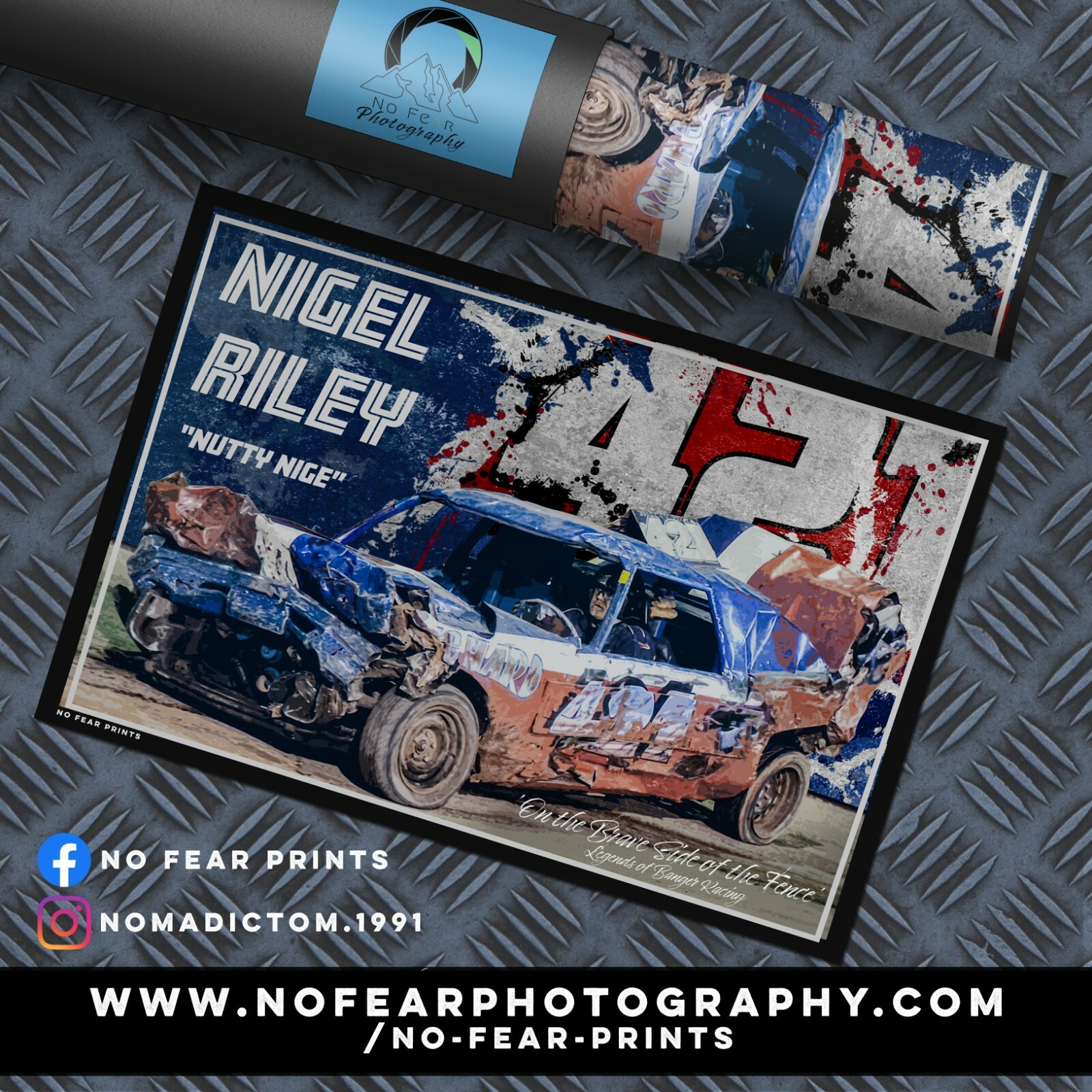 Nigel Riley Banger Racing Poster Motorsport A4 A3 A2 Wall Art. Nutty ...