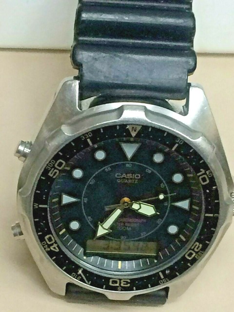 Vintage 1996 Casio Amw-320d Analog Digital 100m Diver Watch Japan ...