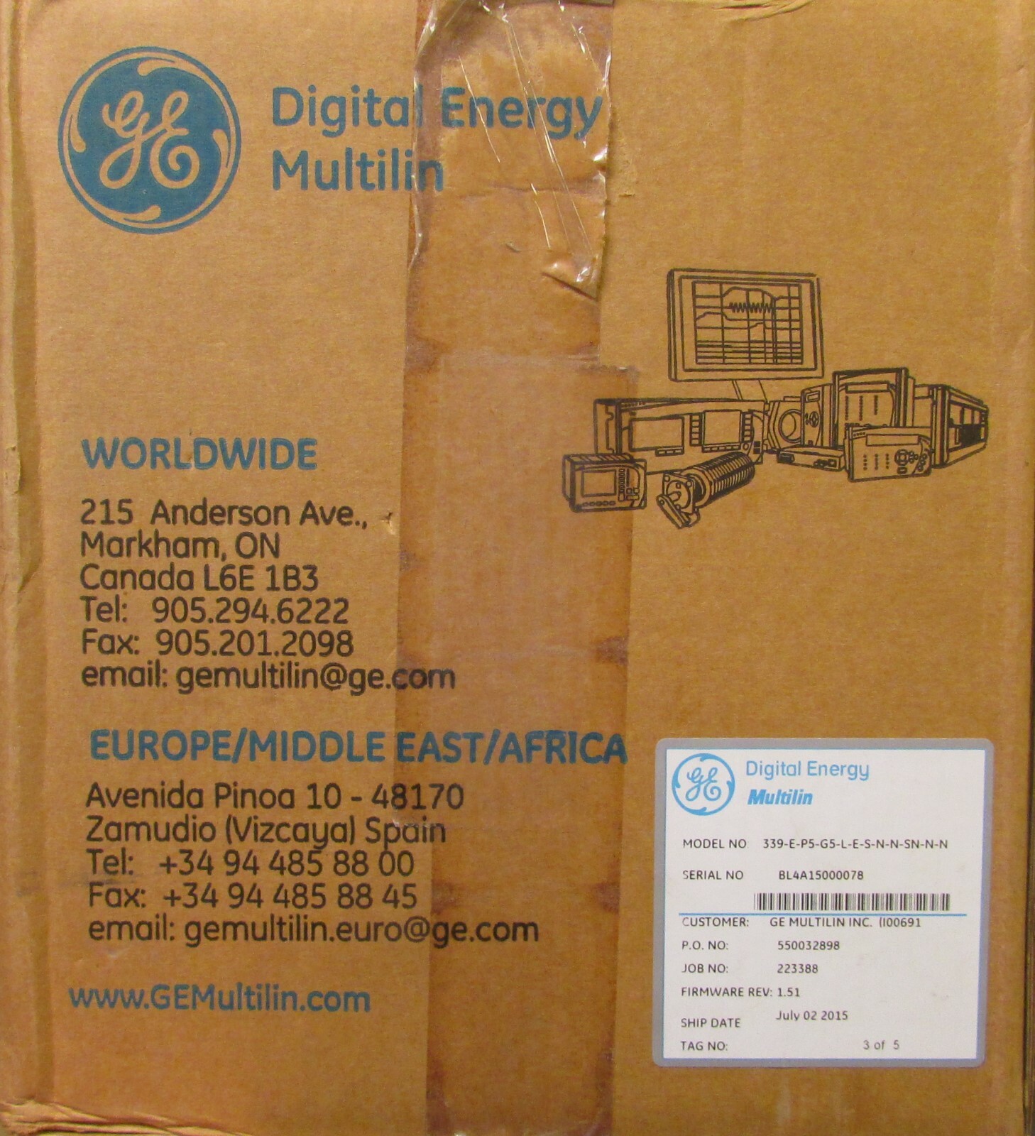 GE General Electric 339 E P5 65 L E S Multilin 339 Motor Protection ...