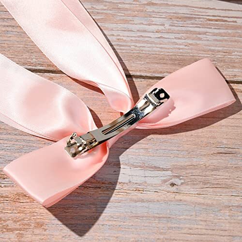 Large Satin Hair Bows 6PCS Hair Ribbons for Women Big Long Black White ...