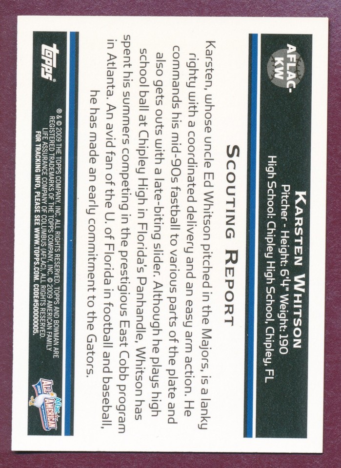 2009 BOWMAN AFLAC ALL AMERICAN GAME AUTOGRAPH BRANDON STEPHENS ROOKIE ...