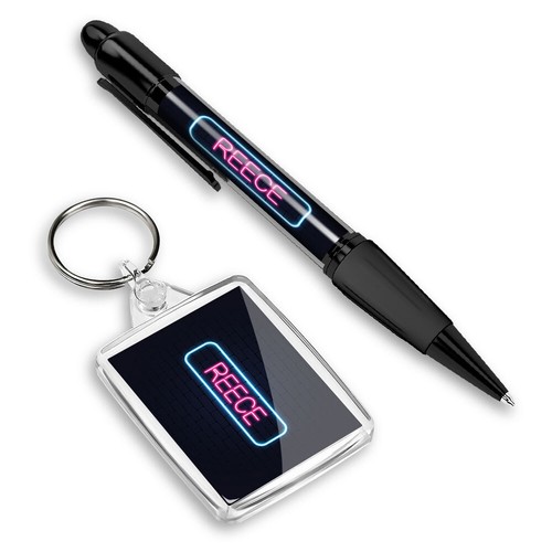 1 Pen & 1 Rectangle Keyring Neon Sign Design Reece Name #352406 | eBay UK