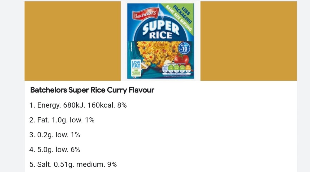 BATCHELORS CURRY SUPER RICE PACKS 90G LOW IN FAT for sale online | eBay